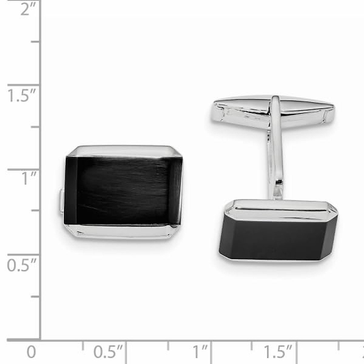 925 Sterling Silver Rectangle Black Onyx Cuff Links Mens Cufflinks Link Collar Stay Fine Jewelry For Dad Mens Gifts For Him