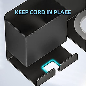 Hair Dryer Holder Wall Mount,Bathroom Blow Dryer Stand Wall Mounted Self Adhesive Hair Tool Holder Hair Styling Care Tool Organizer Hair Dryer Holder Rack Fit for Dyson Supersonic Dryers Black, UEMUSI