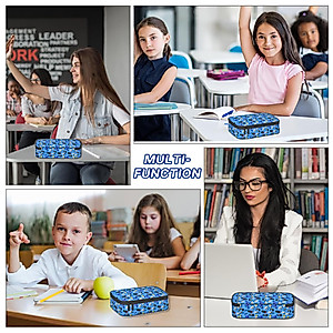 SEGXCFL Video Game Pencil Case for Girls Boys Cute Large Pencil Pouch Pencil Bags with Zipper for School Office College Back to School Gifts, Blue