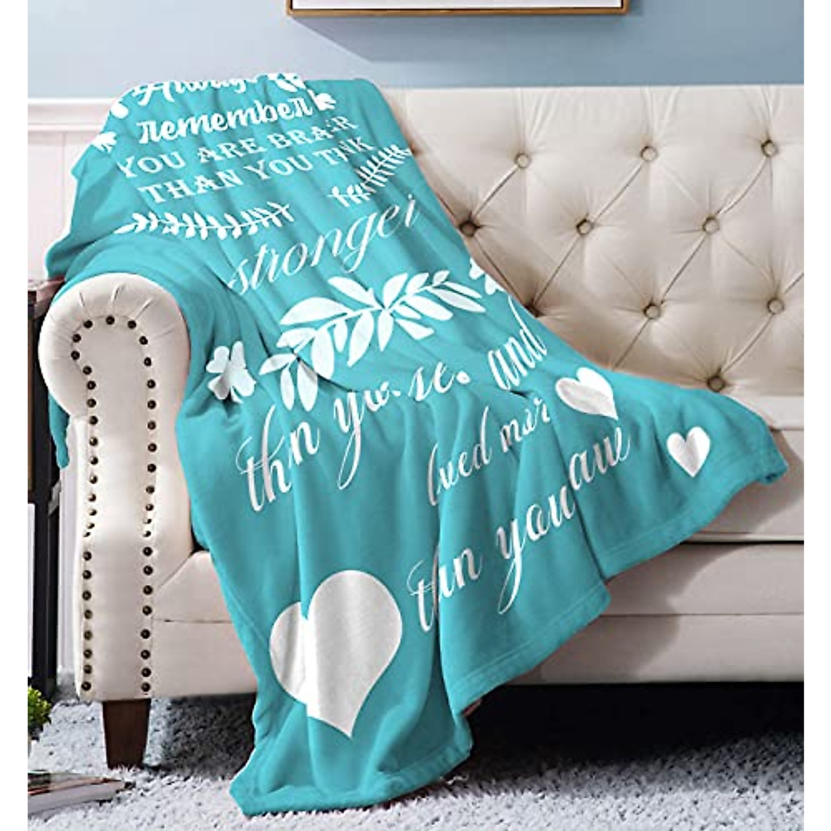 Inspirational Throw Blanket,Get Well Gifts for Women&Men,Cancer Sympathy Healing Blankets,Soft Fleece Blankets with Positive Energy Motivational Healing Thoughts,Friend Blanket Gifts,50x40inch