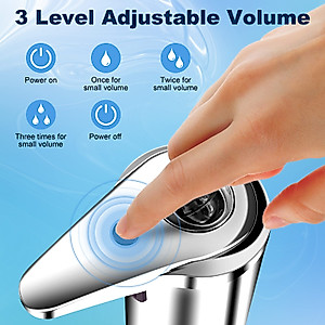 Automatic Soap Dispenser, Touchless 3-Level Adjustable Hand Sanitizer Dispenser, Equipped Upgraded Waterproof Base Infrared Sensor, Stainless Steel Liquid Soap Dispenser for Kitchen Bathroom (280ml)