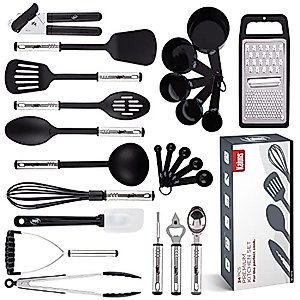 Kitchen Utensils Set, Cooking Utensil Set Kitchen Gadgets, Pots and Pans set Nonstick and Heat Resistant, 24 Pcs Nylon and Stainless Steel, Spatula Set, Apartment Essentials Kitchen Cookware Sets
