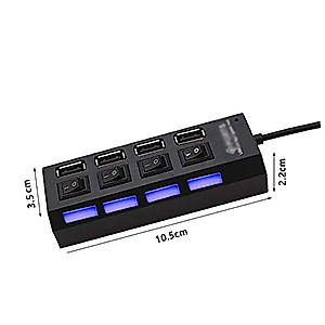 SHYPT USB 2.0 Hub Splitter Hub Use Power Adapter 4 Port Multiple Expander 2.0 USB Hub with Switch for PC