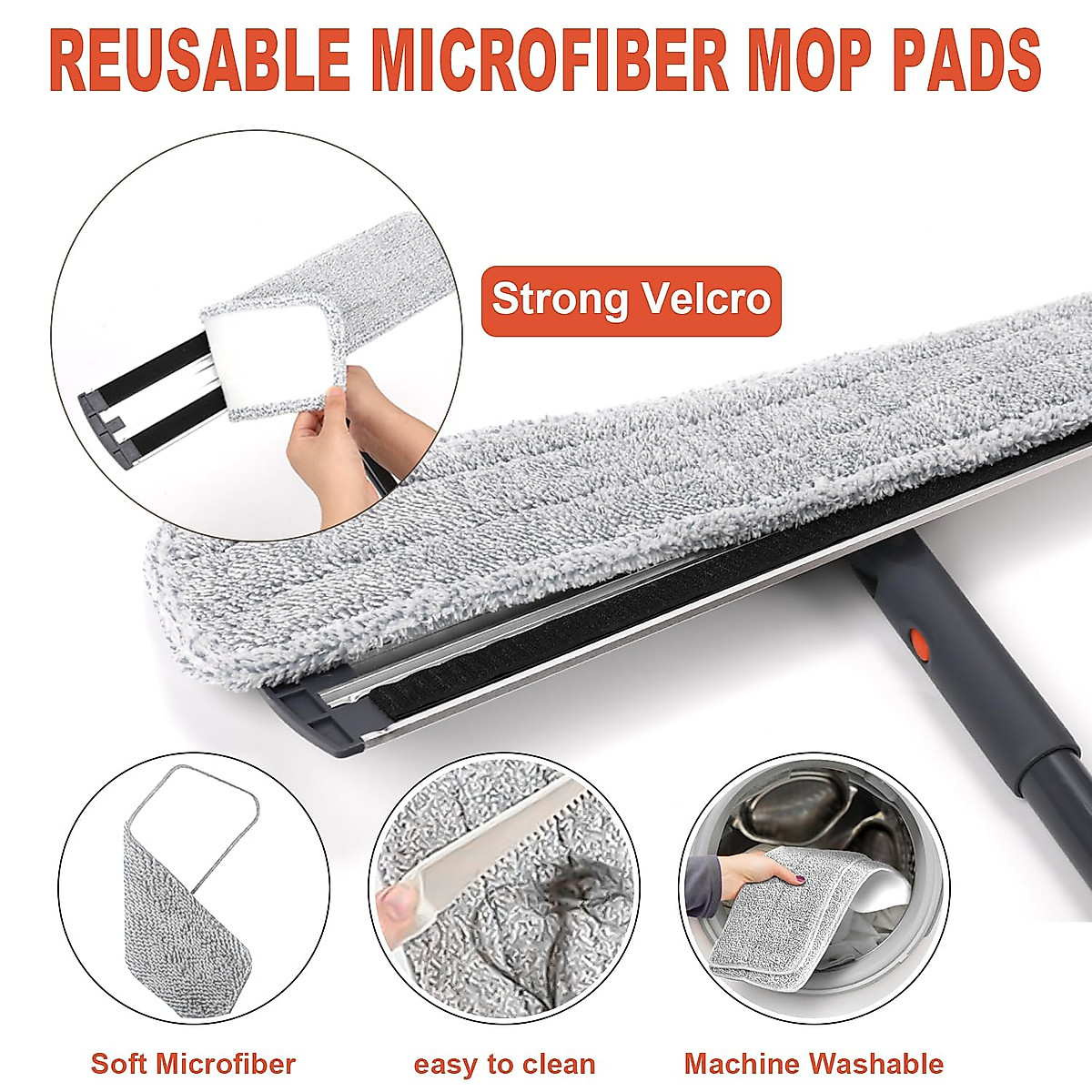 18 Professional Microfiber Mop Large Flat Mops for Floor Cleaning 4 Reusable Washable mop Pads Hardwood Cleaning System Wet and Dust Mop with 61in Long Stainless Steel Handle