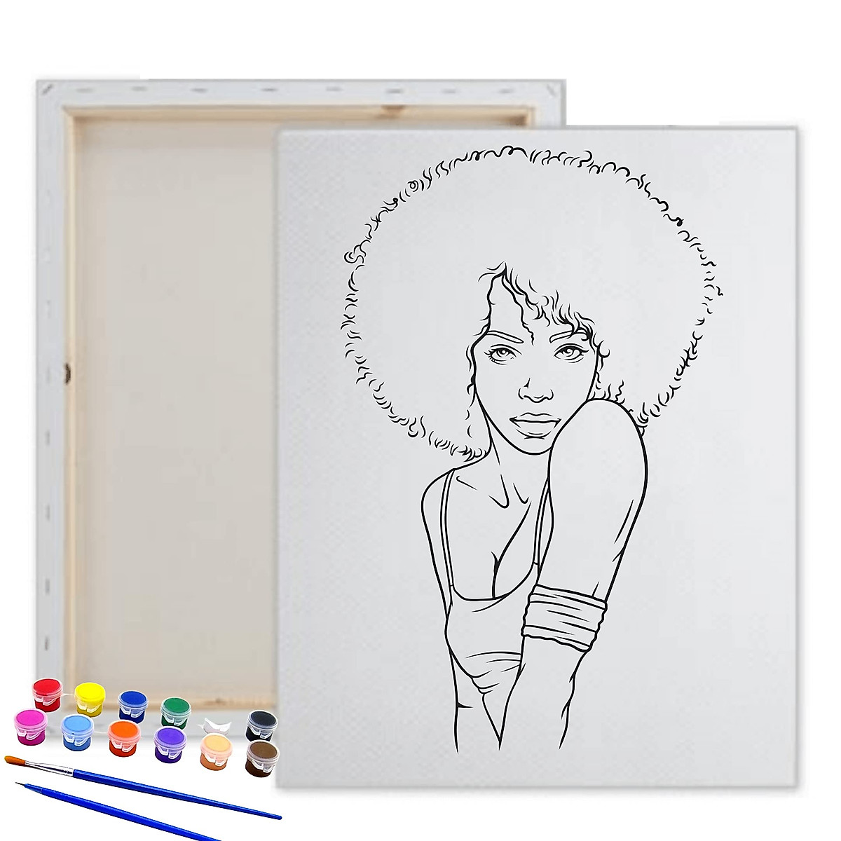 Essenburg Pre Drawn Canvas Paint Kit | Teen, Kids and Adult Sip and Paint Party Favor | DIY Date Night Couple Activity| Canvas Boards for painting| Beautiful Sista (S 8x10 CANVAS ONLY)