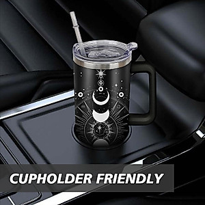 wxmbdzq 40 oz Sun and Moon Tumbler with Handle and Straw Lid,Leak Proof Travel Stainless Insulated Tumbler,Cup Holder Friendly,Perfect for Outdoor Travel Car and Sports