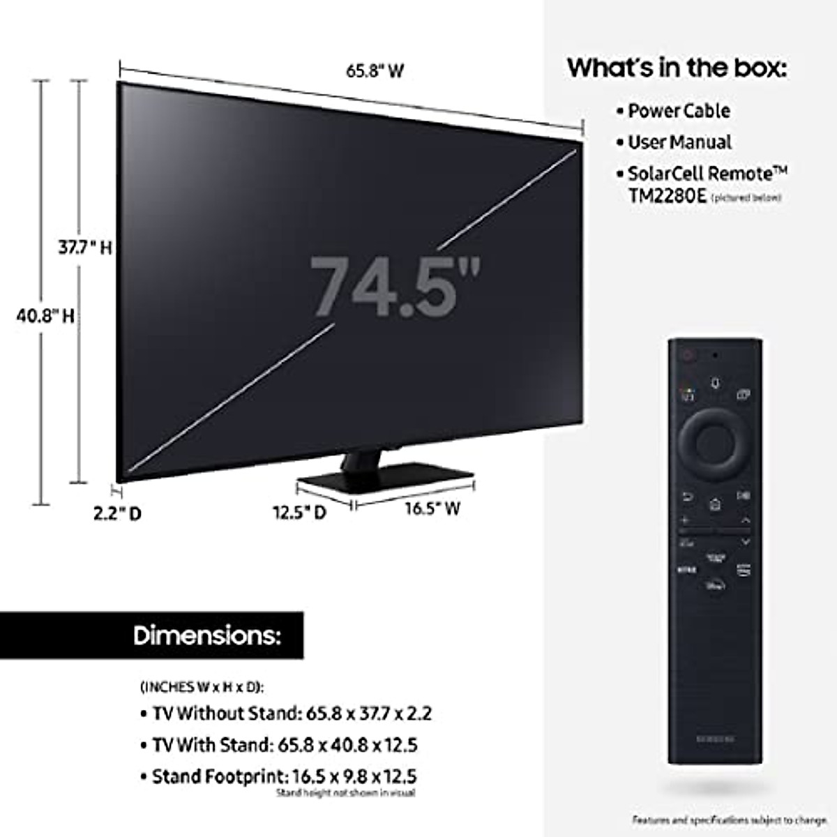 SAMSUNG 75-Inch Class QLED Q80B Series - 4K UHD Direct Full Array Quantum HDR 8X Smart TV with Alexa Built-in (QN75Q80BAFXZA, 2022 Model)