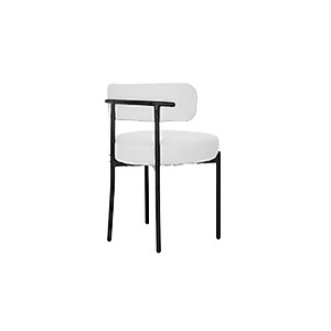 Hooseng White Dining Chairs Set of 2, Modern Kitchen Dining Room Chairs, Round Upholstered Boucle Chairs with Curved Backrest and Black Metal Legs for Kitchen, Dining Room, Living Room