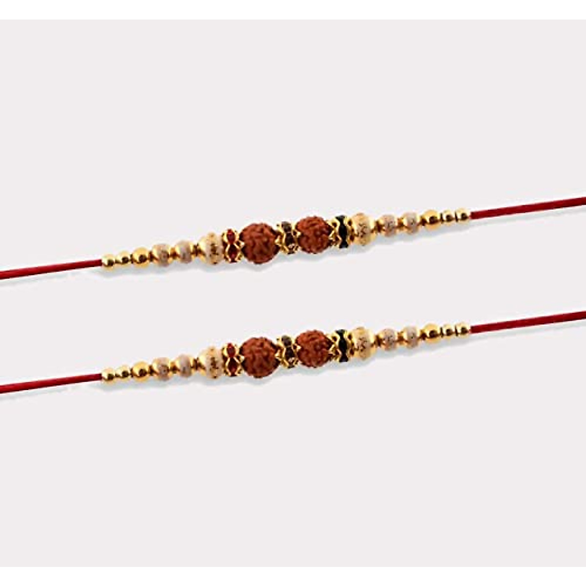 Rakhi for Brother Rakhi Set of 2 Rudraksha Rakhee Thread Bracelet for Bhai Bhaiya- Indian Rakhi Raksha Bandhan Festival