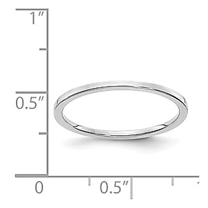 Solid 14K White Gold 1.2mm Flat Stackable Band Thin Wedding Anniversary Ring Size 6.5