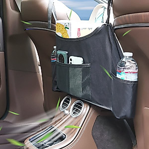 ZXZMZT Car Net Pocket Handbag Holder, Car Purse Holder Between Seats Front, Between Seats car Organizer, Accessory Organizer,Backseat Organizer Storage for Car Front Seat. (Black, 4.5inch)
