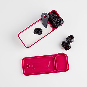 Trudeau Maison Fuel go” Snack Box with Dip Compartment and Spreading Knife, 6.00 x 4.00 x 15.00 cm, Pink