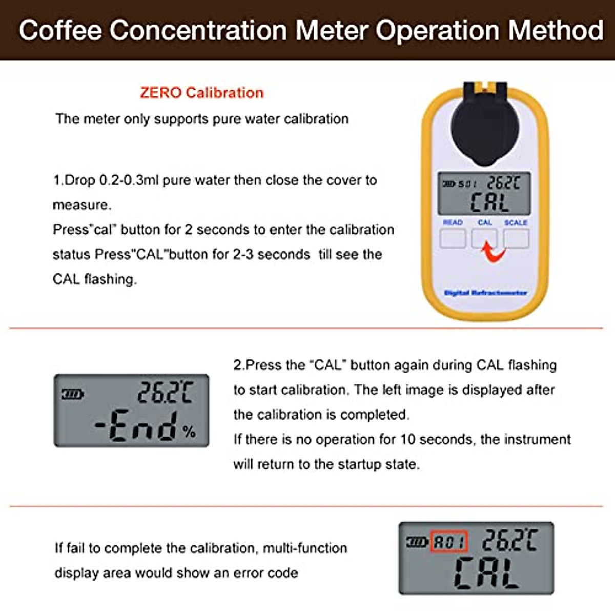 Digital Coffee Concentration Refractometer with BRIX Display Coffee Concentration Meter Sugar Drinks Density Coffee Brix Total Dissolved Solids Meter with TWO Measurement Modes