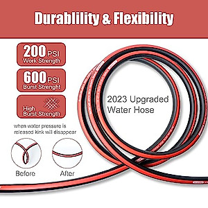 M JJYPET Upgraded Hybrid Garden Hose,5/8in.x10ft,Light Weight,No Kink Water Hose with 7 Function spray Hose Nozzle,Leak Proof Short Hose for Outside Car,Floor,Yard Washing,Garden Watering.(10FT)