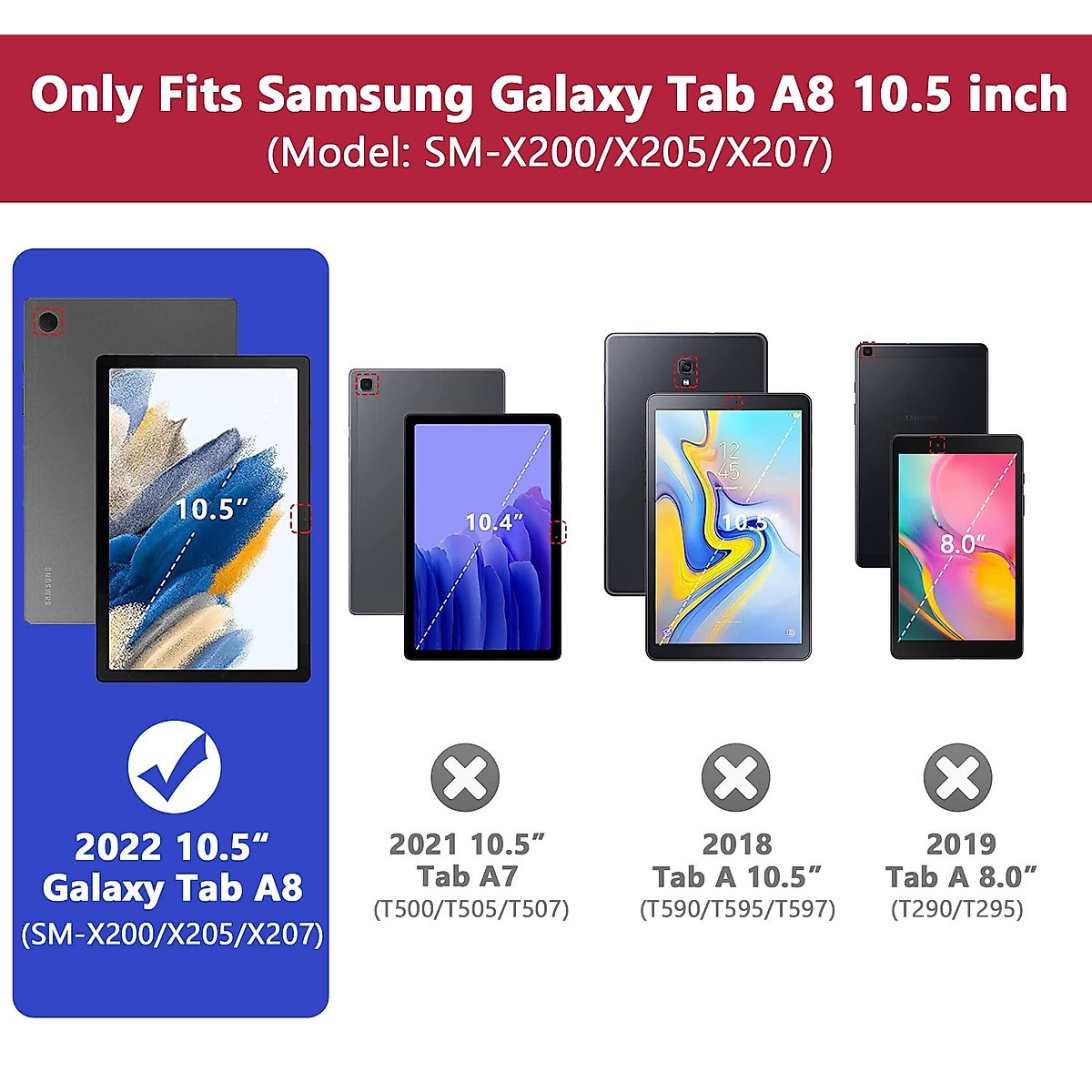 Grifobes Galaxy Tab A8 Case, for Samsung Galaxy Tab A8 Case 10.5 inch 2022 Shockproof Rugged Protective Cover with Stand for 10.5" Tablet SM-X200/X205/X207 for Kids Boys Children (Red+Blue)