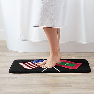 American and Maldives Flag Non-Slip Mat 20x31in Suitable for Home Kitchens and Offices