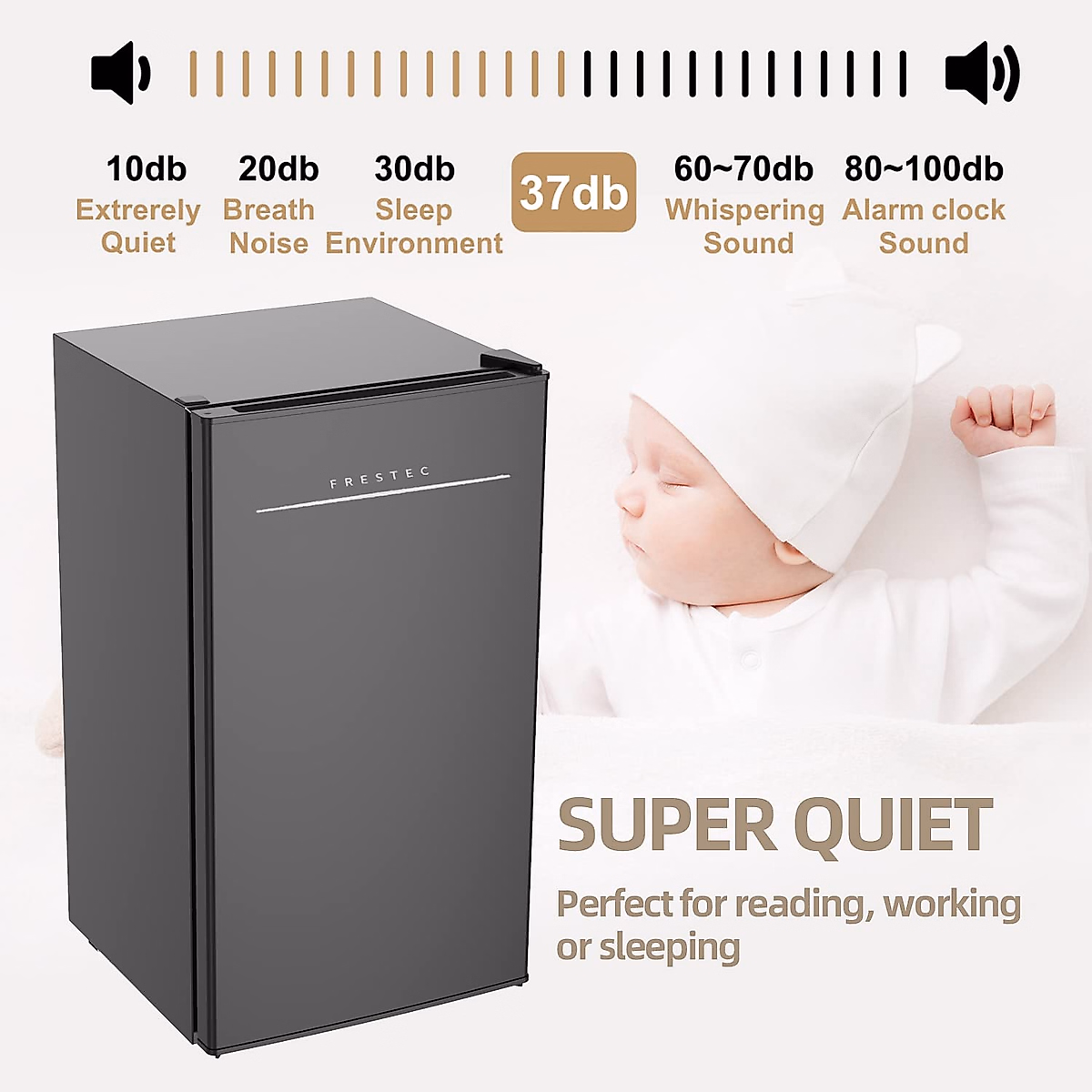 Mini Fridge with Freezer, 3.1 Cu.Ft Single Door Mini Refrigerator with One-touch Easy Defrost, Compact Small Refrigerator for Dorm, Bedroom, Office, Energy Saving, Black