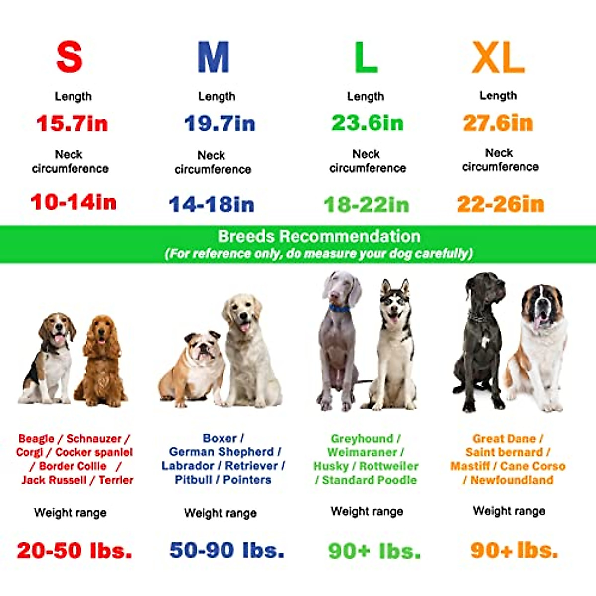 No Pull Dog Collar, Dog Training Collar with Comfort Tips and Quick Release Snap Buckle for Small Medium Large Dogs (Medium,3mm,19.7-Inch,14-18" Neck, Black)