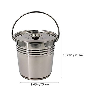 DOITOOL Garden Planters Stainless Steel Trash Can Small Recycle Trash Can Wastebasket Garbage Container Bin Milk Bucket with Handle Lid for Bathroom Kitchen Home Office Ice Bucket Pails