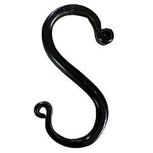 Saving Shepherd 6 Wrought Iron S Hooks - 3inch Hand Forged with Scrolls (Set of Six) by Amish Blacksmith Lancaster Pennsylvania USA Black