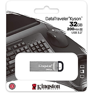 Kingston DataTraveler Kyson 32GB USB 3.2 Flash Drive 200MB/s High Speed USB for Computer (DTKN/32GB) Bundle with (1) Everything But Stromboli Lanyard