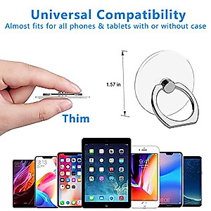 VOVIGGOL Transparent Phone Ring Holder Stand 2 Pcs, 360° Rotation Cell Phone Ring Holder Mobile Finger Kickstand Hand Phone Grip for iPhone, Clear Phone Ring for Phone Case (Round)