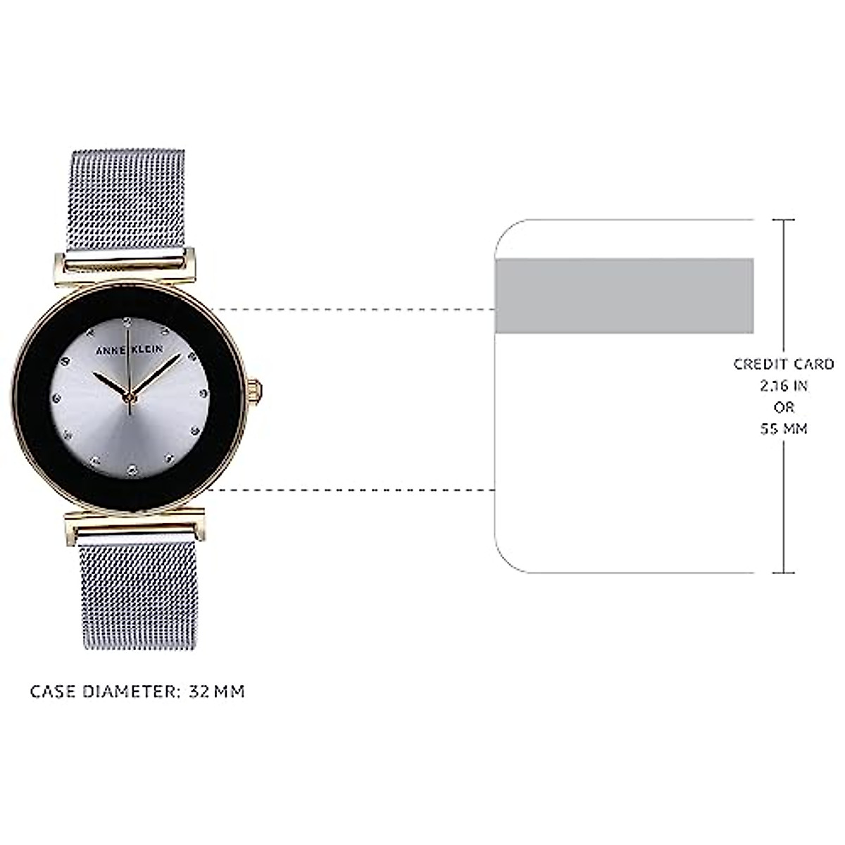 Anne Klein Women's Glitter Accented Mesh Bracelet Watch