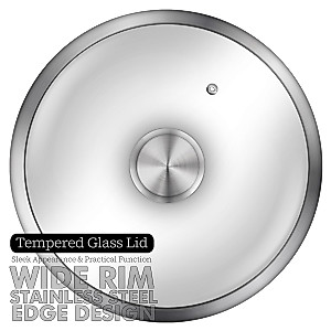 WAGENSTEIGER 4.18Quarts Stainless Steel Sauté pan Casserole Pot with Tempered Glass Lid, Stock Pot, 3-Ply Construction with Aluminum Core, Stylish Design, Brushed Finish