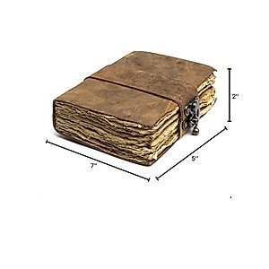 NomadCraftsCo. Vintage Leather Journal - Lock Closure, Book of Shadows Journal, Grimoire Journal, Witch Journal, Vintage Journal 240 pages Antique Deckle Edge Paper