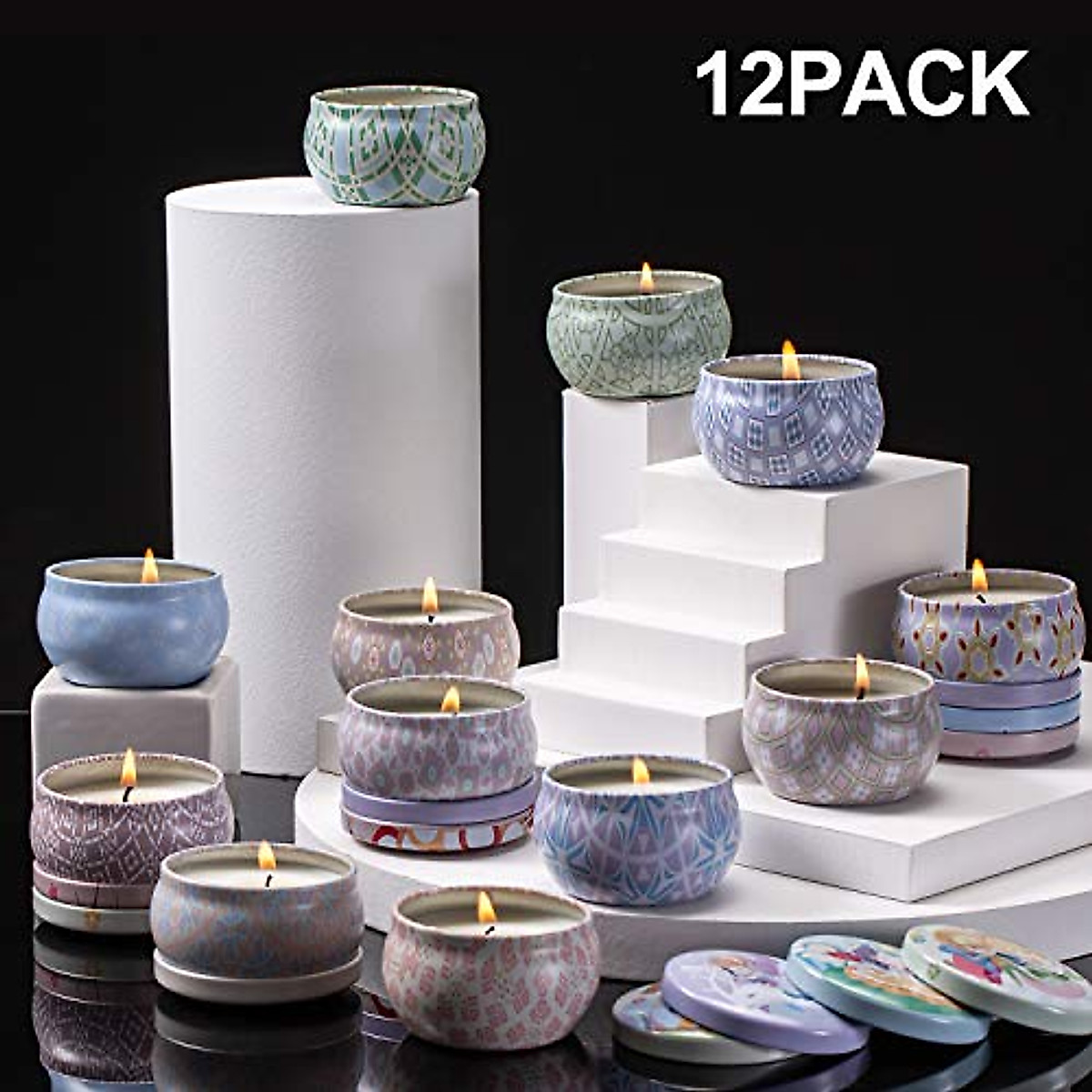 Bauhinia 12 Constellations Scented Candles Soy Wax Tin Candles, Natural Fragrance Candles for Stress Relief and Aromatherapy Candles Set of 12