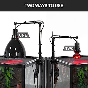 REPTI ZOO 8.5 inch Reptile Light Fixture 200W 2 in 1 E26 Base with Removable Ceramic Socket with On Off Toggle Switch in Black,Aquarium Dome Reptile UVB Light Socket Fixture (without Bulbs)