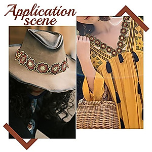 PH PandaHall 5 Yards Floral Embroidery Lace Trim, 1.6 inch Ethnic Jacquard Ribbon Flower Sewing Craft Edge Trim for Costume Bags Curtain Upholstery Home Decor, Saddle Brown