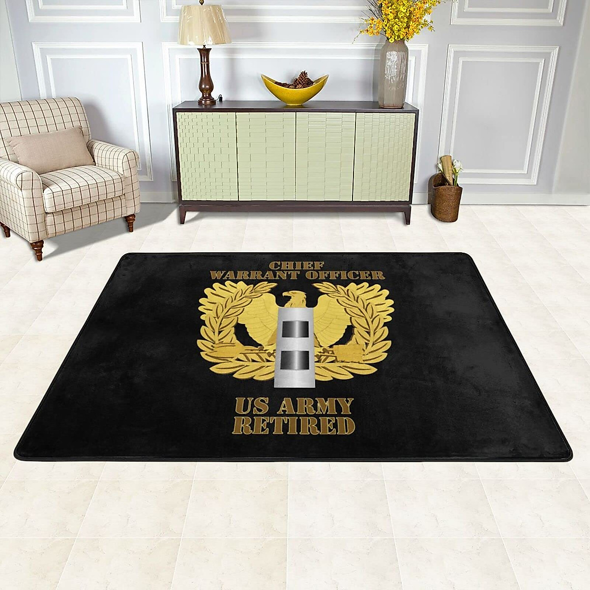 Army Retired Chief Warrant Officer Emblem Cw2 Area Rug Living Room Bedroom Kitchen Sofa Bedside Carpet Floor Mats 36"X24"