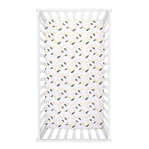 Trend Lab Modern Baby Crib Bedding Set for Girls | Lemon Floral 4 Piece Nursery Décor Quilt, 2 Fitted Crib Sheets, and Dust Ruffle Skirt - Pink, Yellow. Green, 80010