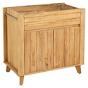 Signature Hardware 953267-36-RUMB-8 Antioch 36" Free Standing Single Vanity Set with Teak Cabinet, Vanity Top, and Rectangular Undermount Sink - 8" Faucet Holes