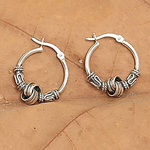 LeCalla 925 Sterling Silver Love Knot Earrings Jewelry Italian Design Balinese Love-Knot Hoops Earrings for Women Teen - 17mm