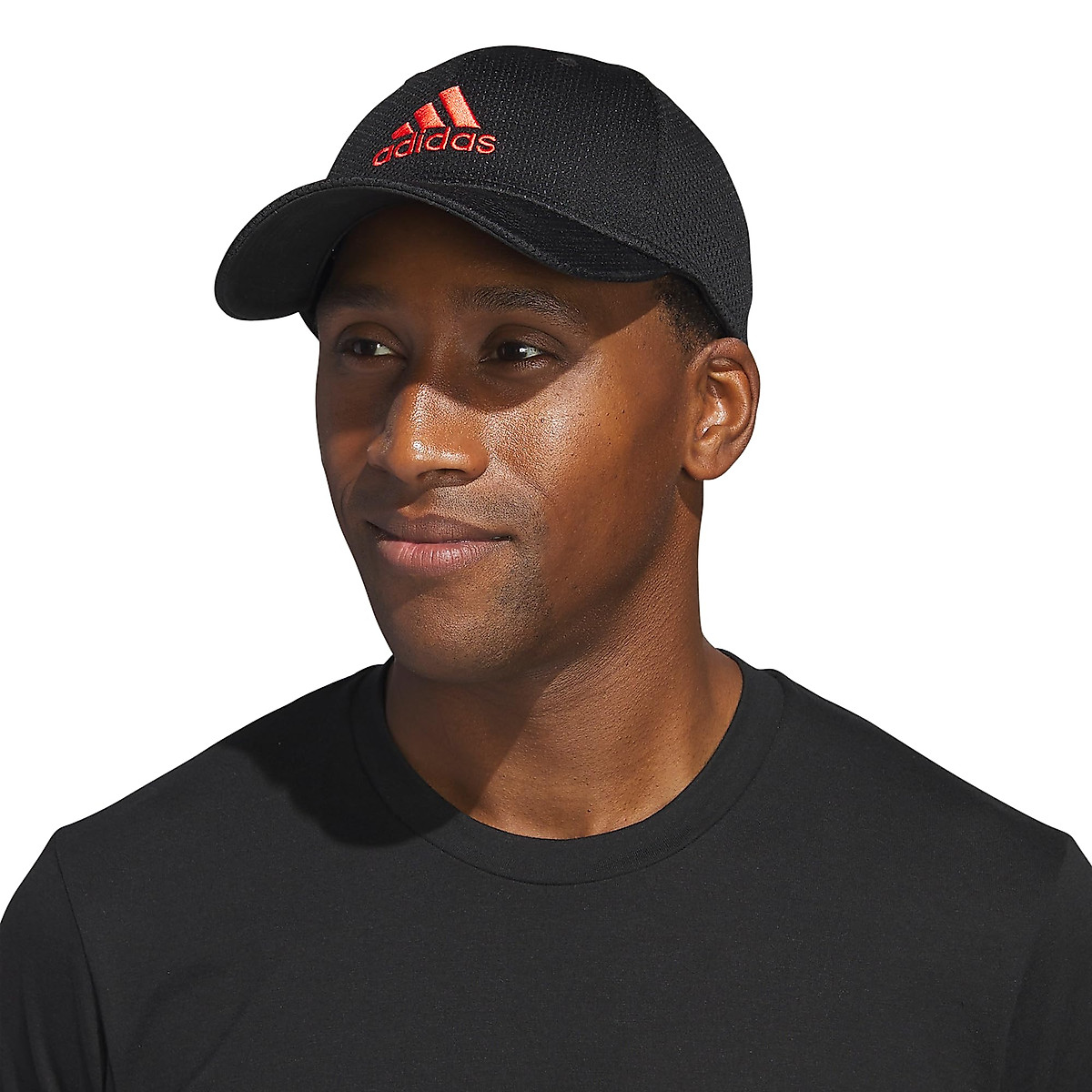 adidas Men's Zags 2.0 Structured Mid Crown A-Flex Stretch Fit Hat, Black/HI-RES RED, Large-X-Large