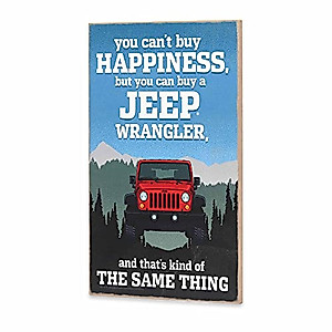 Open Road Brands Jeep Wrangler Wood Wall Decor - You Can't Buy Happiness But You Can Buy a Jeep Wrangler