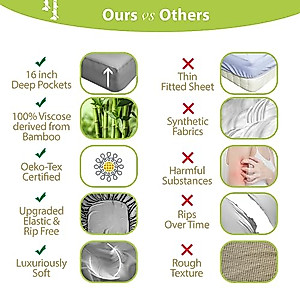 BAMPURE 4Pcs - 100% Viscose Derived from Bamboo Sheets Full Size Sheets Set - Super Soft Viscose Bamboo Cooling Sheets for Hot Sleepers - Up to 16’’ Deep Pocket - Luxury Series Full Sheet Set (S Gray)