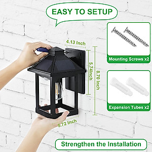 CYHKEE 2 Pack Solar Wall Lanterns Outdoor with 3 Modes, Dusk to Dawn Motion Sensor LED Sconce Lights IP65 Waterproof, Exterior Front Porch Security Lamps Wall Mount Patio Fence Garage Decorative