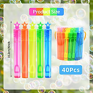 40 Pack Bubbles for Kids Party Favors - 5 Colors Mini Stars Bubble Wand Bulk with Bubbles Refill Solution Toys for Carnival Christmas Fiesta Easter Basket Goodie Bag Stuffers Birthday Gifts Supplies