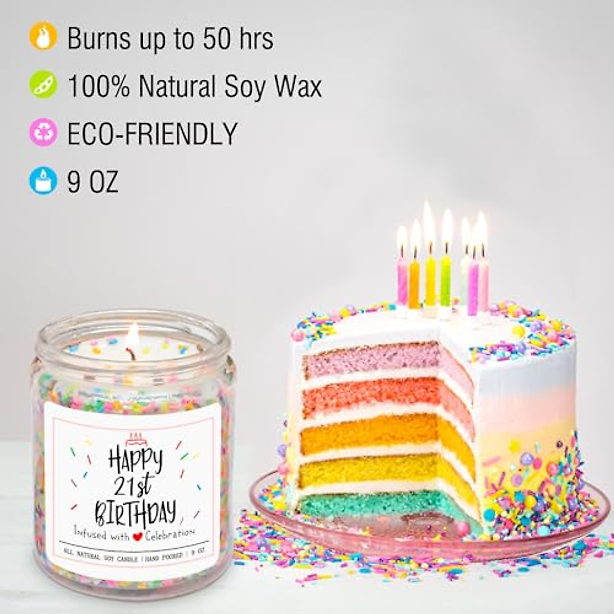 Homsolver 21st Birthday Gifts for Her Women, Best 21st Birthday Gift Ideas, Perfect Birthday Present, Funny Birthday Presents for Women, Friends, Sister, Daughter, Happy Birthday Aromatherapy Candles
