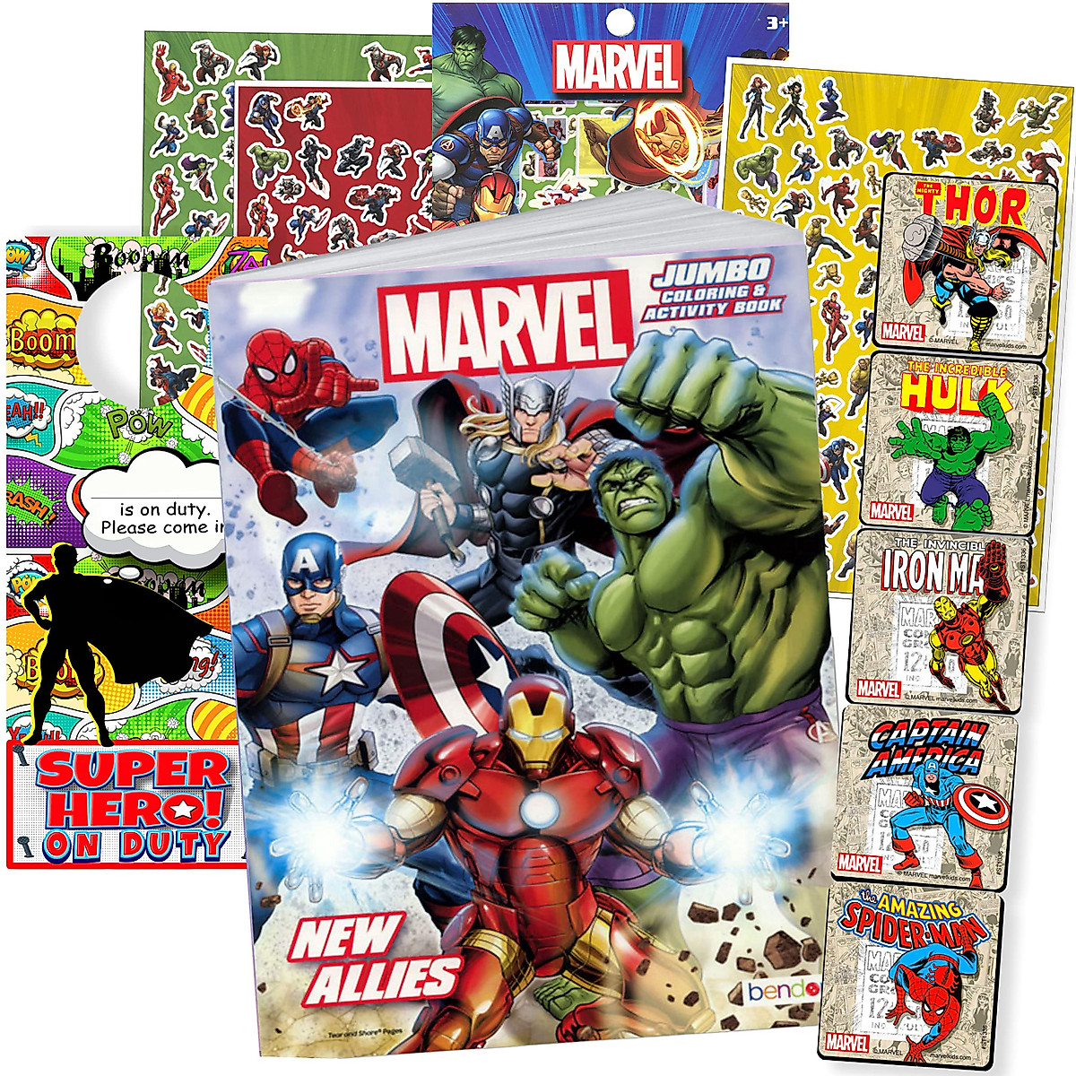 Avengers Coloring Book Set Bundle with Avengers Stickers and Superhero Door Hanger (Avengers Classic)