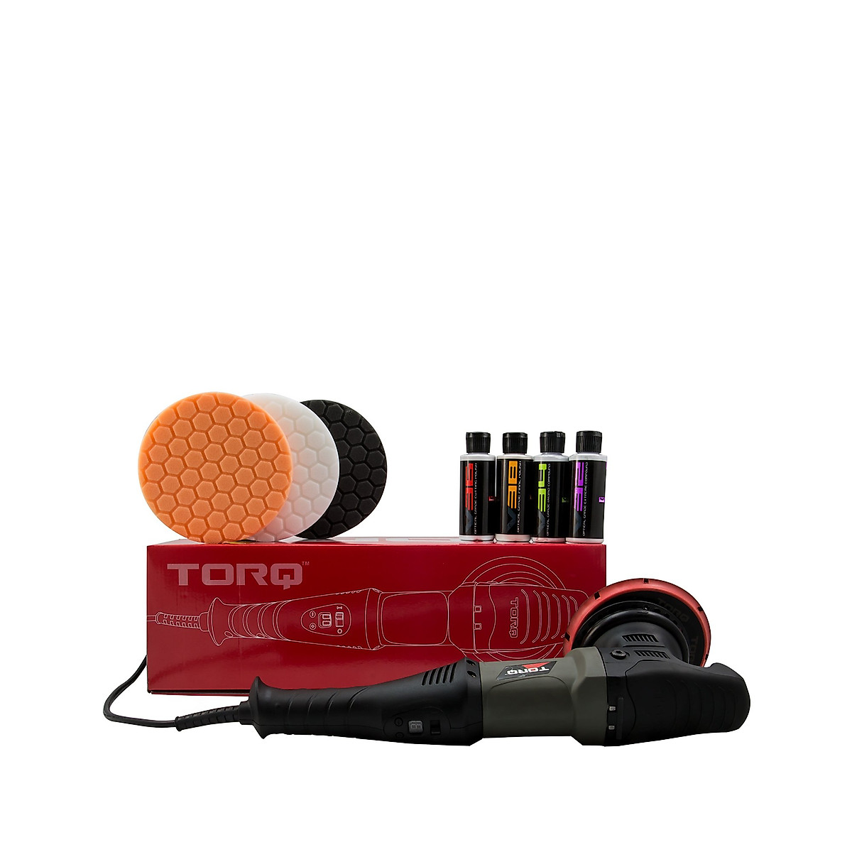 Torq Chemical Guys BUF502X - TORQ22D Random Orbital Polisher Kit (8 Items), 16 fl. oz., Black/Red