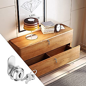 Hecfu 1 Pack Cabinet Locks with Keys, 5/8" Cam Lock keyed Alike, Secure Drawer File Cabinet Mailbox Lock Replacement RV Storage Locks, Zinc Alloy