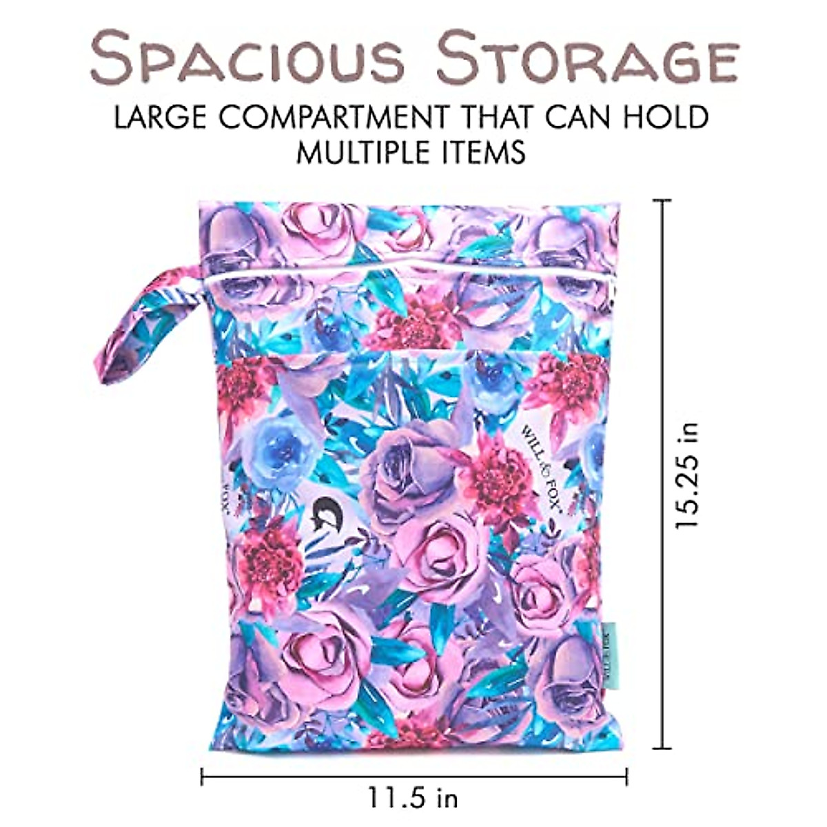 Reusable Swim Diaper & Wet Bag for Babies, Infants & Toddlers 0-2 Years Adjustable Girls Swimming Diaper & Water Resistant Swim Bag – Floral – 1 Pack by Will & Fox