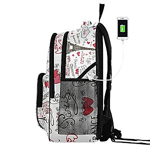 ALAZA Paris Badges French Eiffel Tower Love Laptop Outdoor Backpack for Women Men,Fits Under 15.6 Inch Laptop