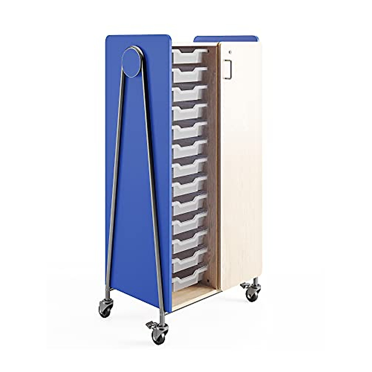 Safco Products Whiffle Typical 5, Double Column 13-Tote and Wardrobe Bar Rolling Storage Cart with Magnetic Dry-Erase Back, Blue, 60" H(Spectrum Blue)