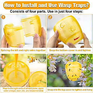 Protecker Wasp Trap, Yellow Jacket Hanging, Repellent Carpenter Bee Traps for Outside, Killer Deterrent Insect Fly Catcher, Non-Toxic Reusable Hornet (2 Pack)