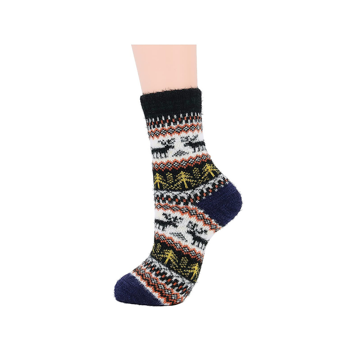 Cosy Encounter Womens Athletic Sports Cozy Wool Socks Warm Knit Thick Soft Winter Crew Socks 4 Pairs Christmas Deer One Size,WDCENS4162SXE4PSN